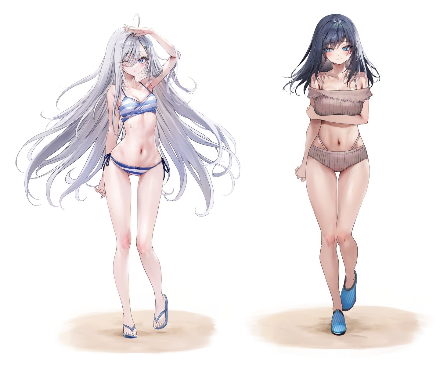 nekometaru shibou yuugi de meshi o kuu airi (shibou yuugi) yuuki (shibou yuugi) bikini swimsuits ...